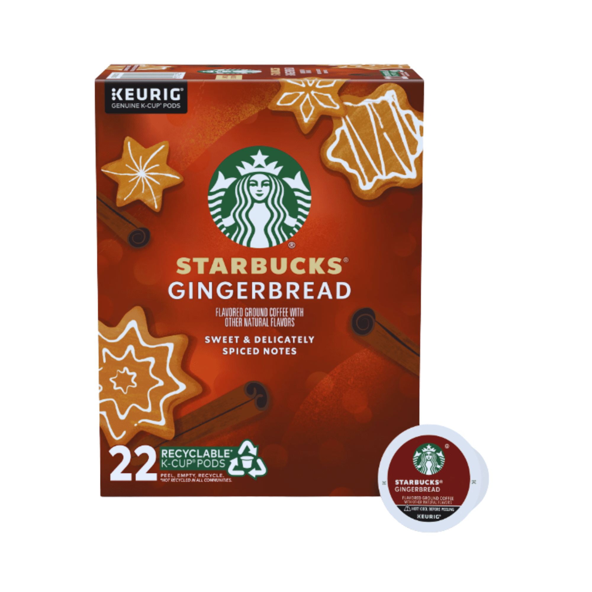 FSSTAM Gingerbread Medium Roast Ground Coffee K-Cups Coffee Pods, Sweet ...