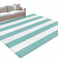 Area Rug 4x6ft, Teal White Striped Washable Rugs for Living Room ...