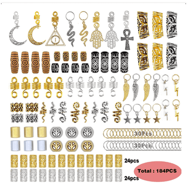 200Pcs/box Hair Braiding Bead Metal Sheets Ring Braid Dreadlocks Beads ...