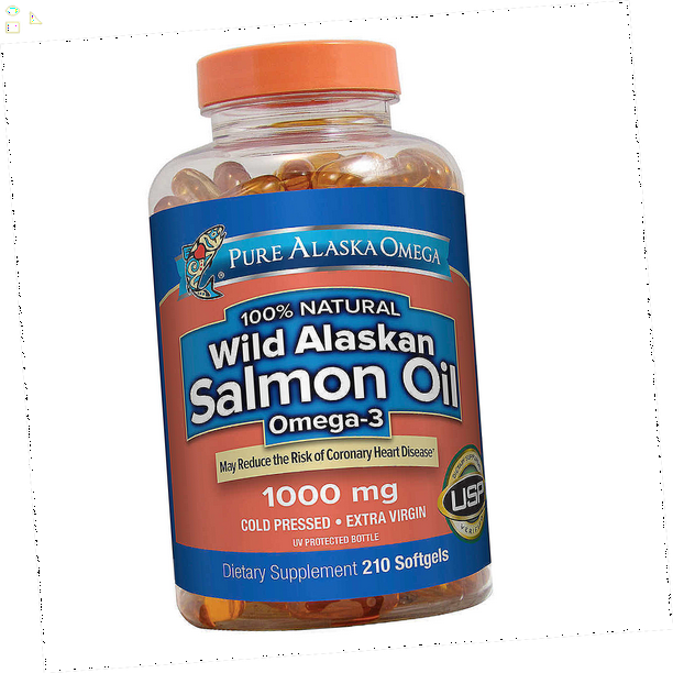 Pure Alaska Omega Wild Salmon Oil 1000 Mg., 210 Softgels Omega 3 DHA ...