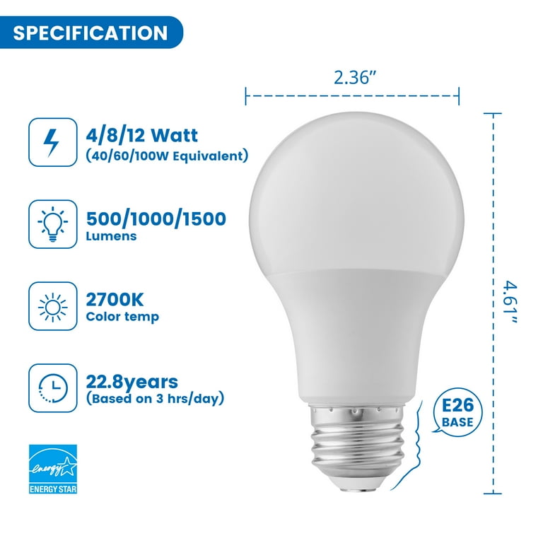100 Watt A19 Med F Incandescent Light Bulbs | Shelly Lighting