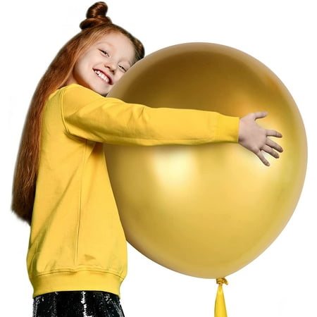 4 Pieces Large Gold Balloons 36 Inch Latex Balloons Gold and Silver ...