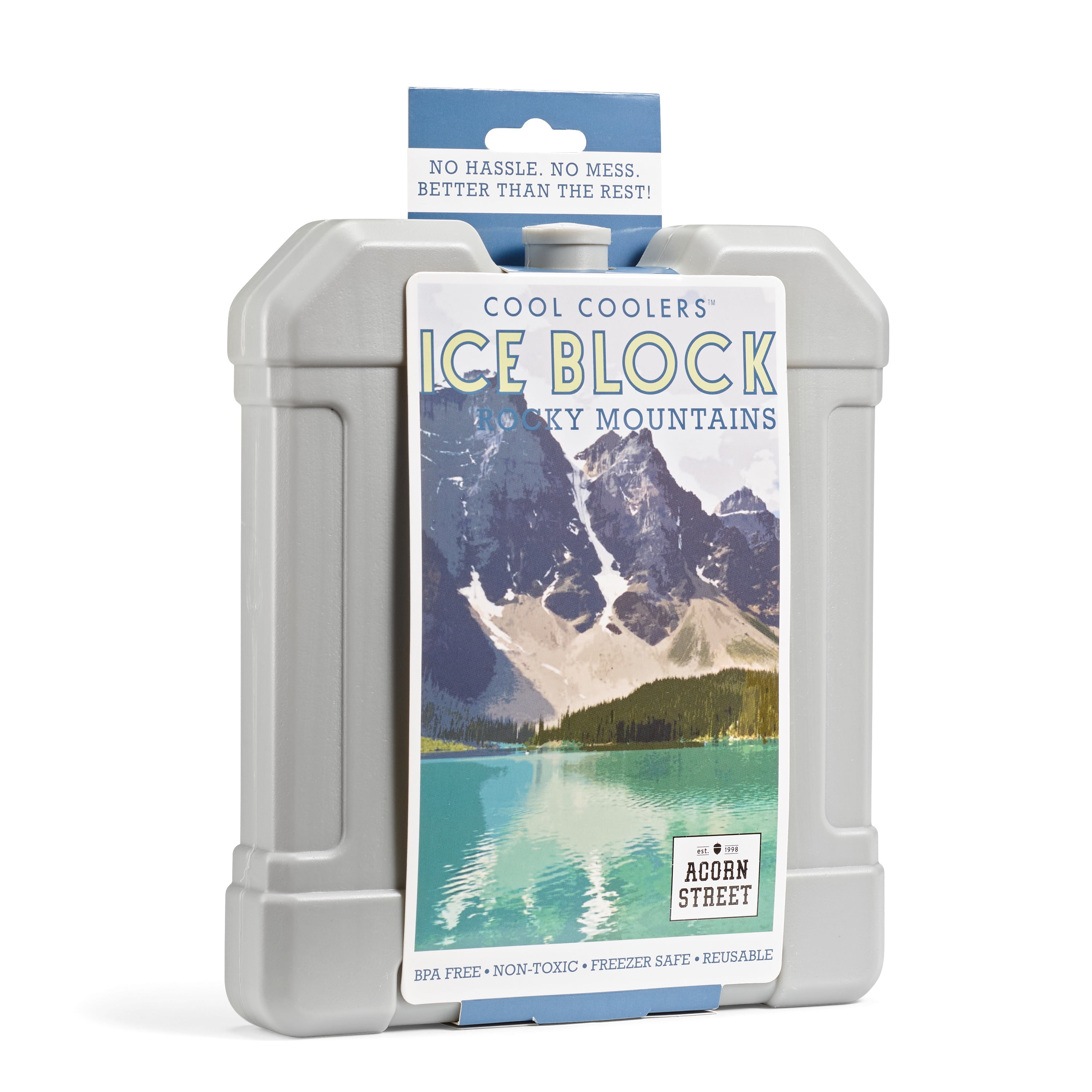 Acorn Street Large Reusable Freezer Ice Block, Gray, Mountains ...