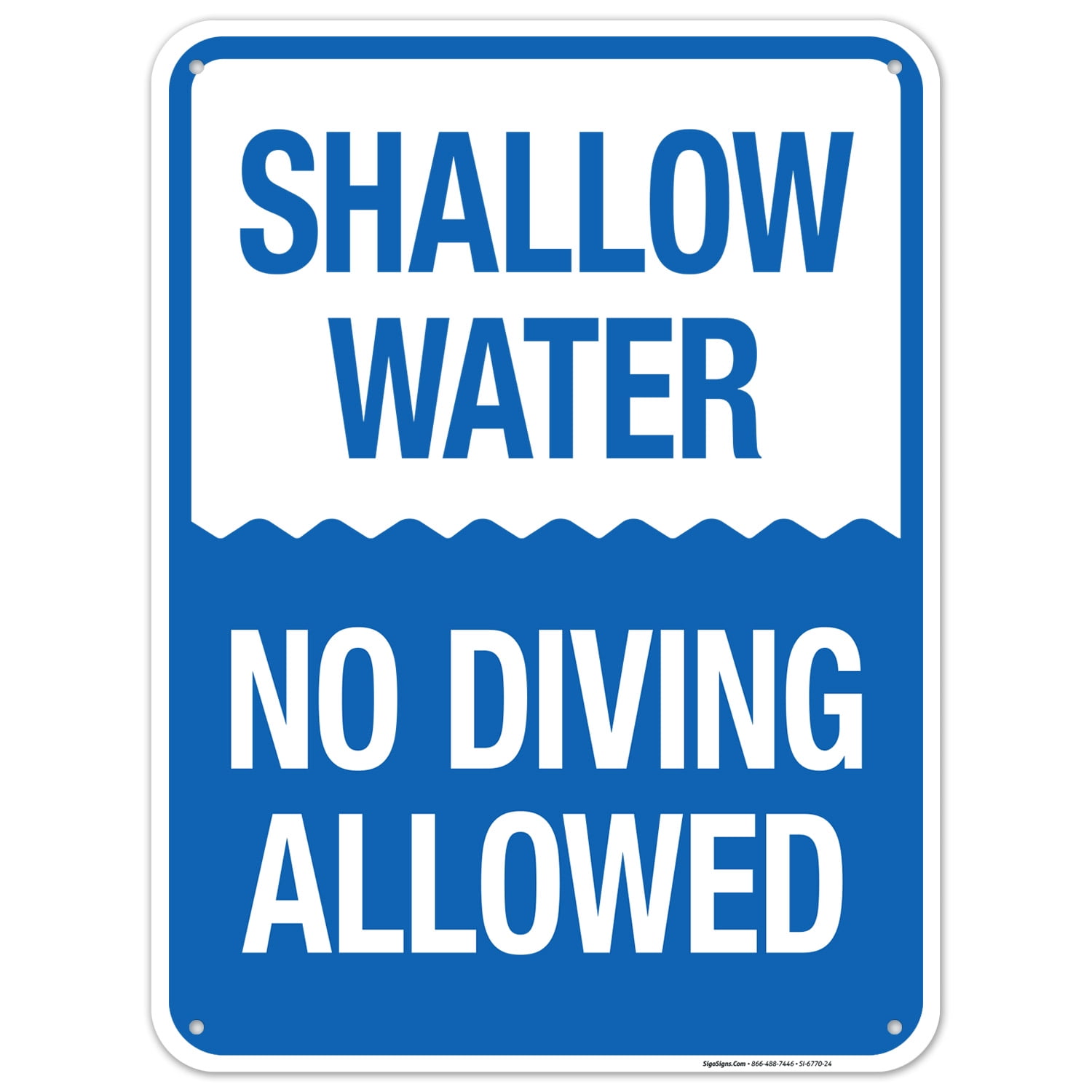 Shallow Water No Diving Allowed Sign, Pool Sign, - Walmart.com