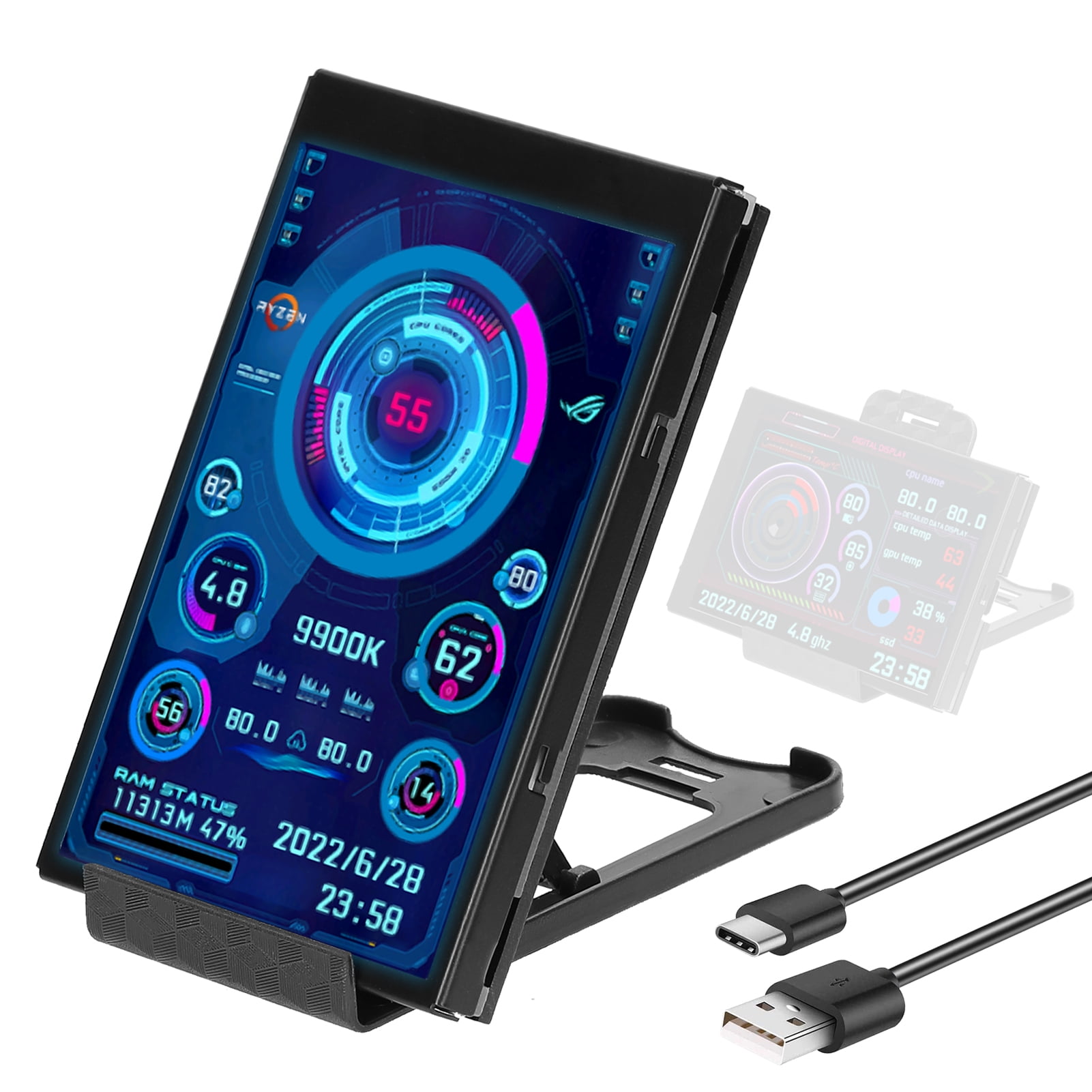 Pantalla IPS de 3,5 pulgadas, pantalla secundaria USB, ordenadores, CPU ...