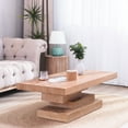 GDF Studio 47.6" Rustic Rectangular Coffee Table with Block Pedestal ...