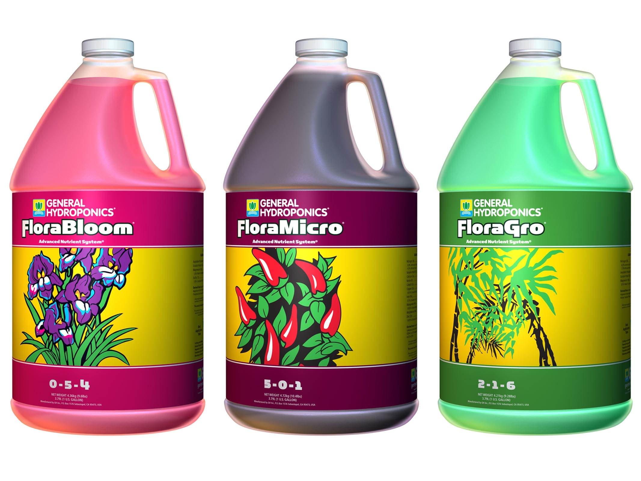 NEW! General Hydroponics (3) Gallons of Flora Series Liquid Plant ...