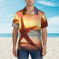 Bingfone Men's Short Sleeve Button Down Shirts Hawaiian Starfish Sunset ...