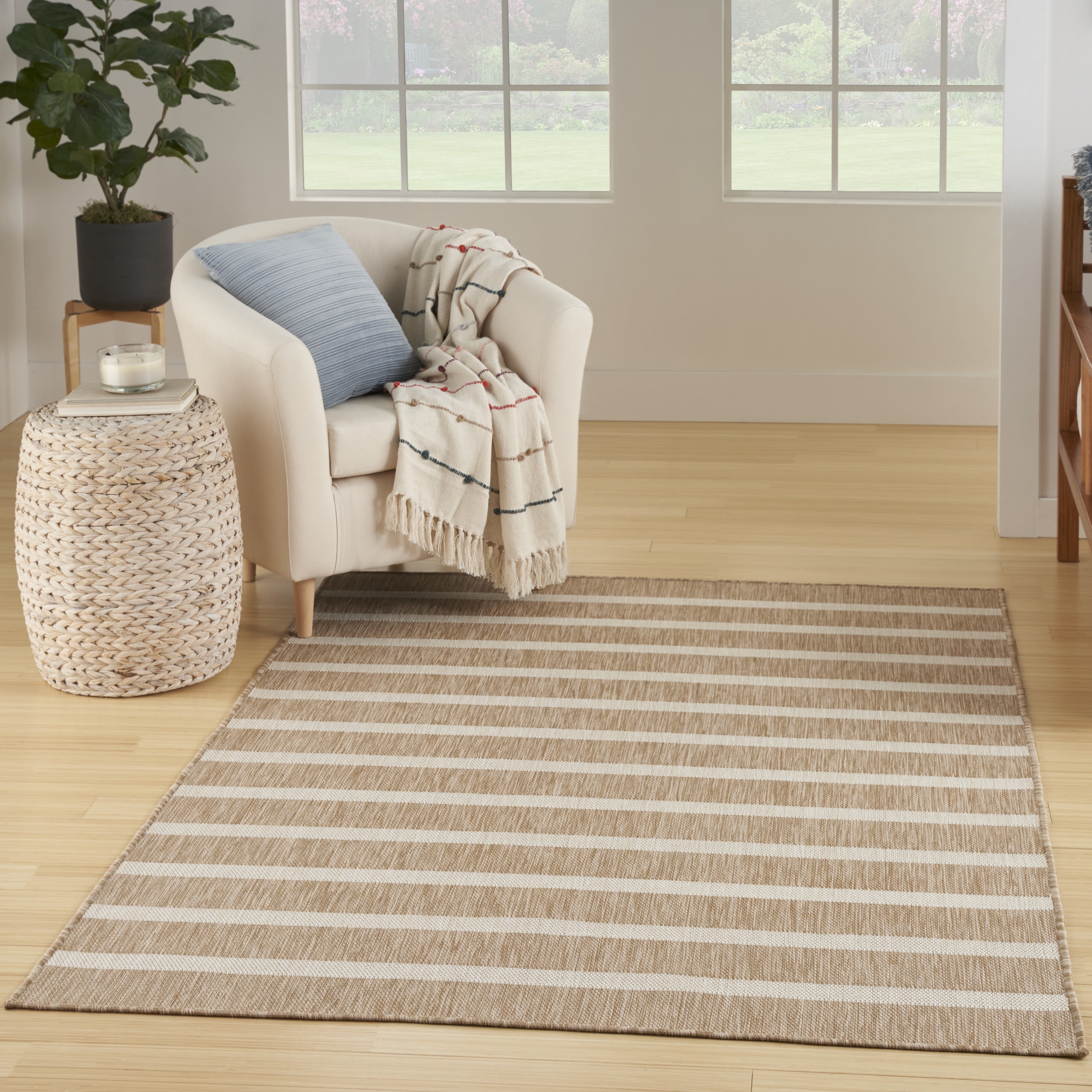 Nourison Positano Indoor/Outdoor Beige Ivory 5' x 7' Area Rug (5x7 ...