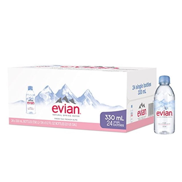 evian natural spring water, one case of 24 individual 330 ml (11.2 oz.) mini-bottles of ...