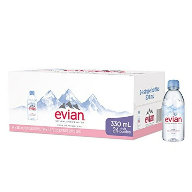 evian natural spring water, one case of 24 individual 330 ml (11.2 oz.) mini-bottles of ...