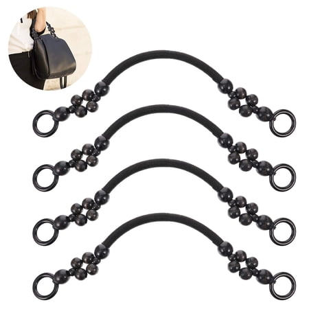 4 pcs Wooden Handles with Wood Bead, Purse Handles Handbag Handle for ...