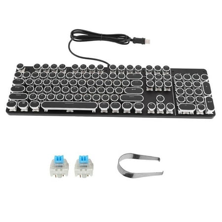 900-7 Black Disc Retro Mechanical Keyboard with Retro Round Cap ...