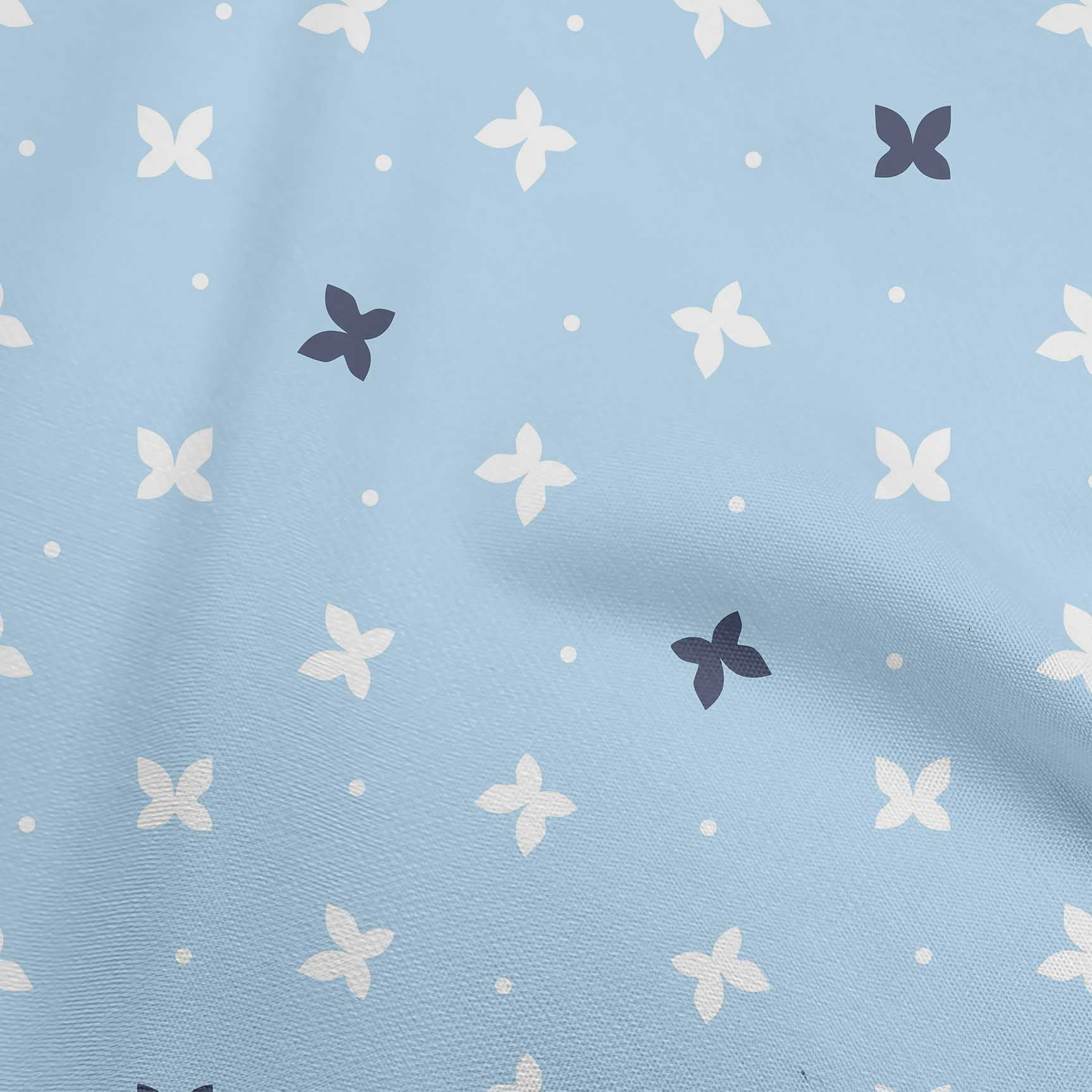 oneOone Cotton Cambric Baby Blue Fabric Floral & Sewing Material Print ...