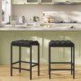 Bar Chairs Set of 2, Counter Height with PU Upholstered Seat and Dual ...