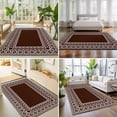 Brown Washable Area Rugs 2.7'x5', Boho Diamond Pattern Border Rustic ...