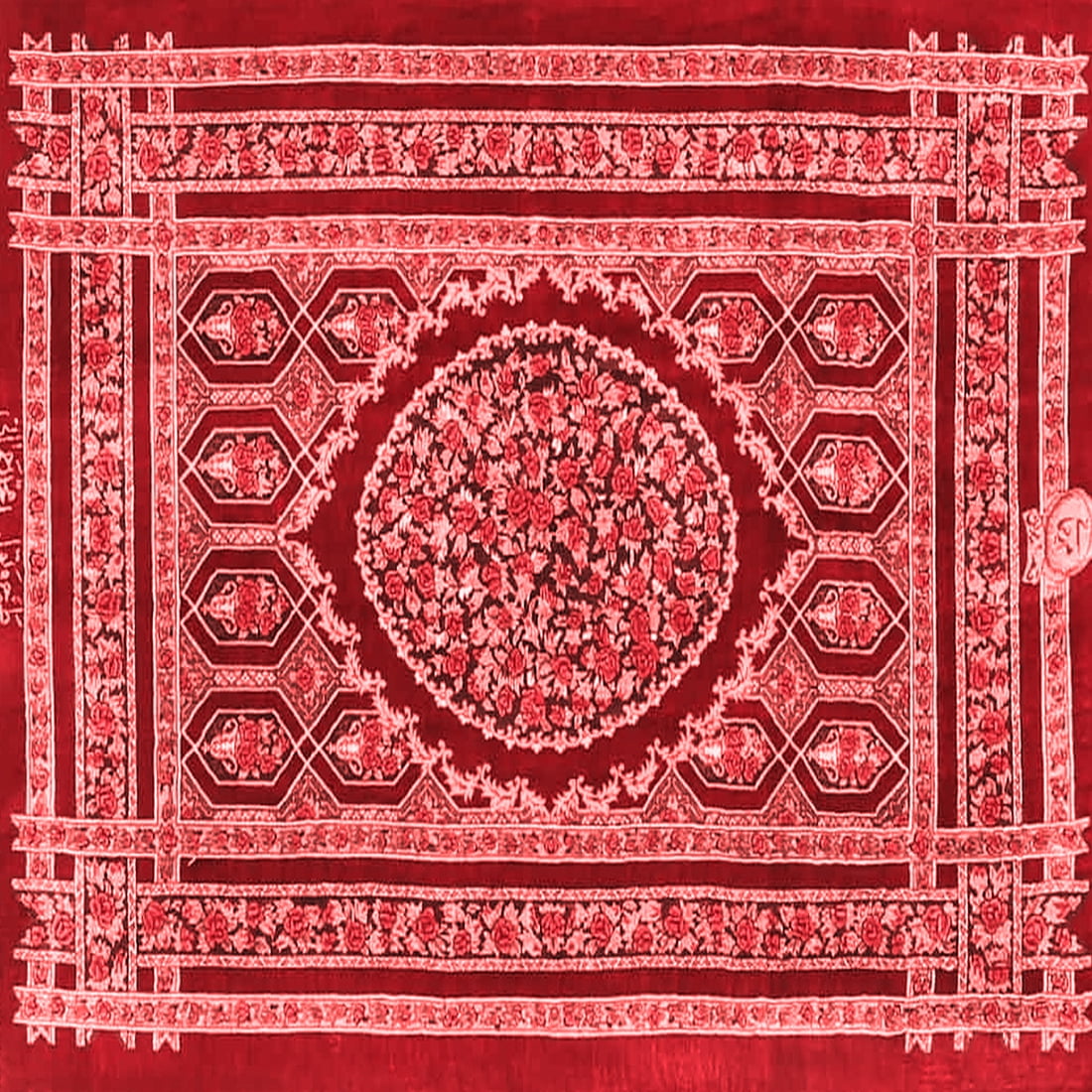Ahgly Company Indoor Square Medallion Red Traditional Area Rugs, 7 ...