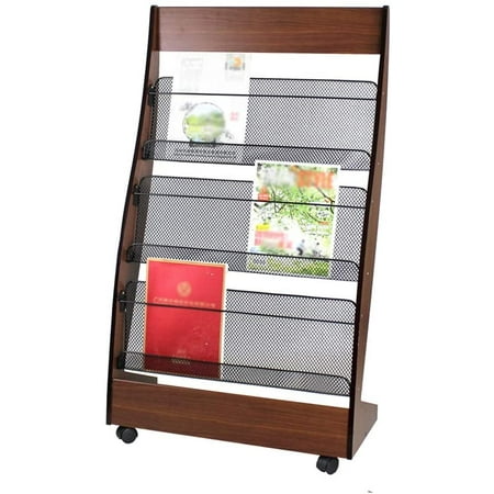 Wooden Magazine Rack Document Display Rack Brochure Rack 3 Layer Metal ...