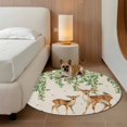 8ft Round Rug Botanical Area Rugs for Living Room Bedroom Washable Non ...