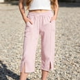 Bigetiay Girls Capri Pants Elastic Waist With Pockets Cropped Trousers ...
