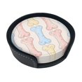 6-Piece Set Of Round Coasters Water-Resistant Leather Double-Sided Non ...