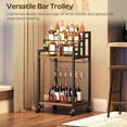 Bar Cart, 3 Tier Home Bar Serving Cart with Wine Rack, Small Bar Cart ...