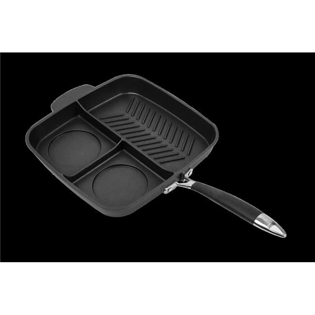 Master Pan MP-5S 11 in. Non-Stick 3 Section Meal Skillet, Black ...
