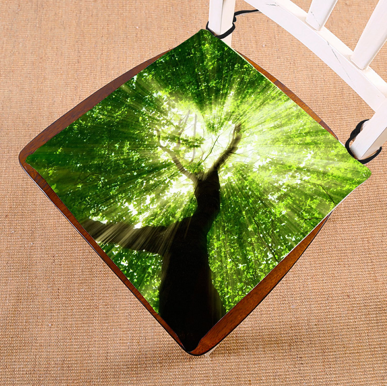 PHFZK Natural Landscape Chair Pad, Tree of Life Forest Tree Green Seat ...