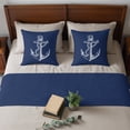 Bed Runner for Queen Size Bed, Nautical Anchor 3 Pcs Bedding Runner Set ...
