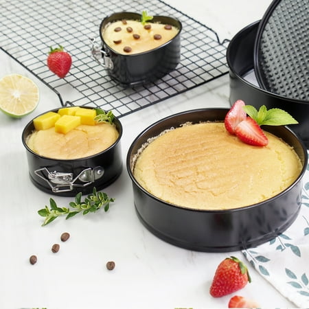 Set of 4 pans, let's bake non-stick round cheesecake pans leak-proof ...