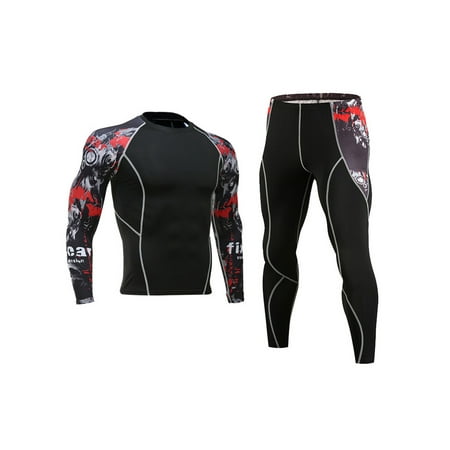 CVLIFE Men's Base Layer Suit Long Sleeve Compression Shirt And Pant Set ...