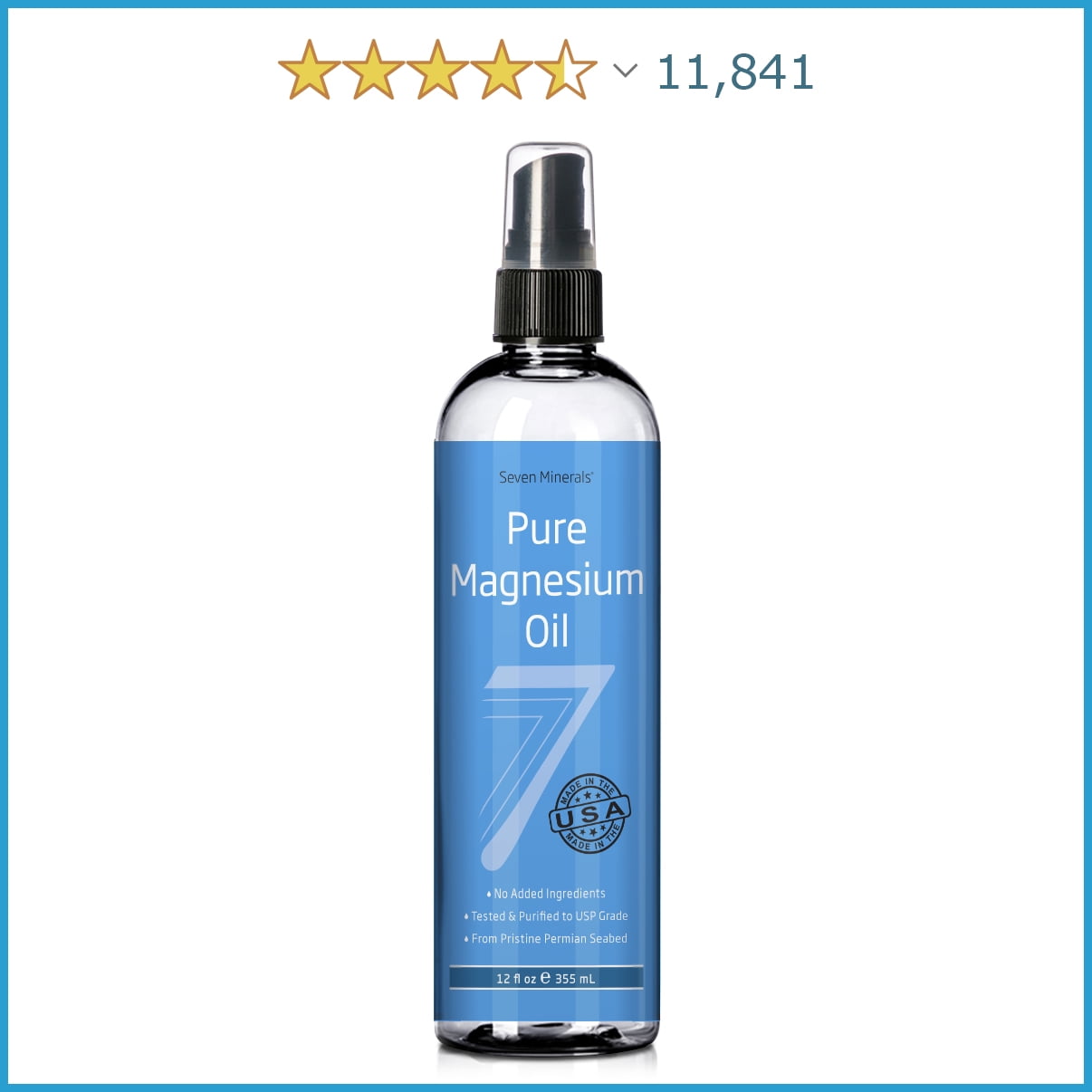 Pure Magnesium Oil Spray - Big 12 fl oz (Lasts 9 Months) - 100% Natural ...