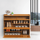 MoNiBloom Free Standing Bamboo Organizer, 5-Tier Shoe Cabinet with Door ...