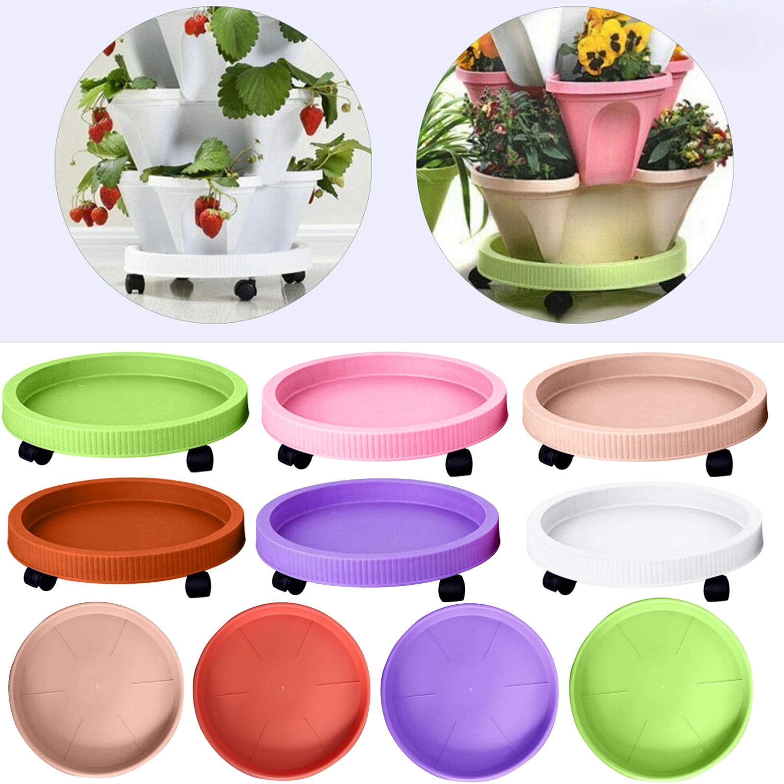 Walbest 1 Pack 12.60"/ 13.98" Plastic Gardening Pot Tray Flower Planter ...