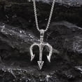 Big Poseidon Trident Pendant for Men, Punk Heavy Vintage 14K White Gold ...
