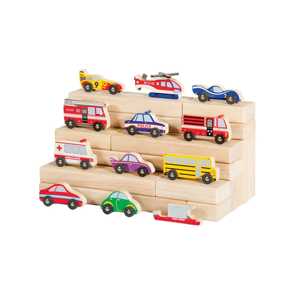GuideCraft Wooden Vehicle Collection Set of 12 - Walmart.com