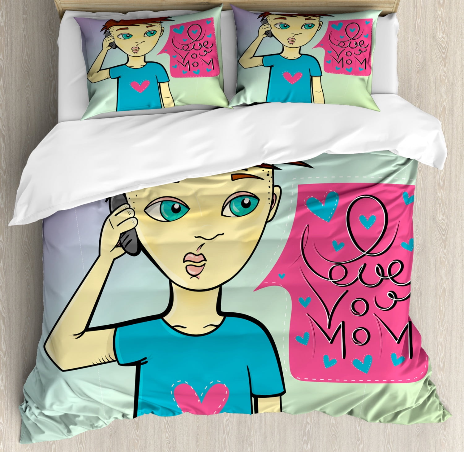 Call Mom Duvet Cover Set Queen Size, Boy Calling His Mother Speech ...