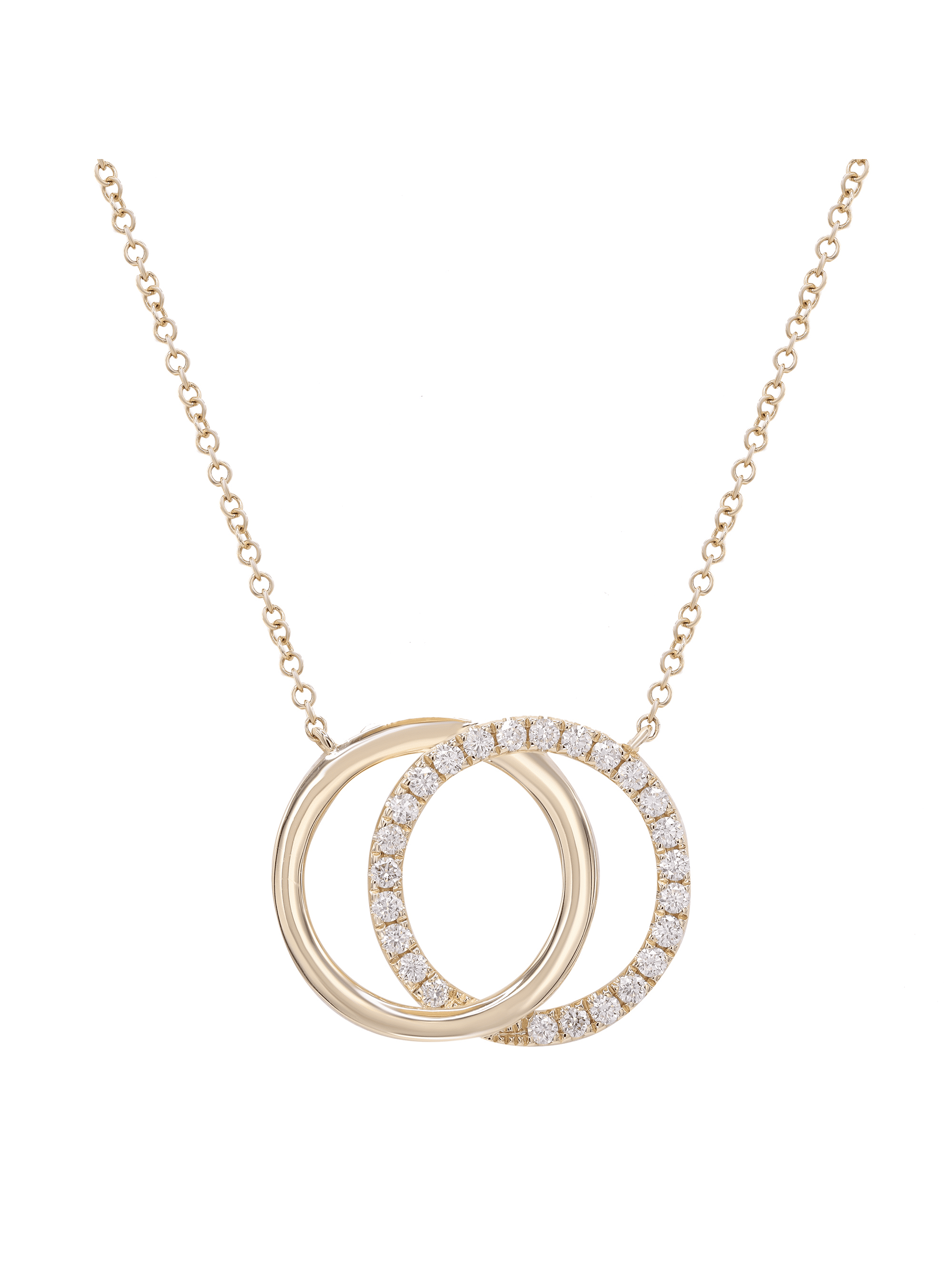 Rachel Koen Diamond Interlocking Rings Pendant Necklace 14K Yellow Gold ...