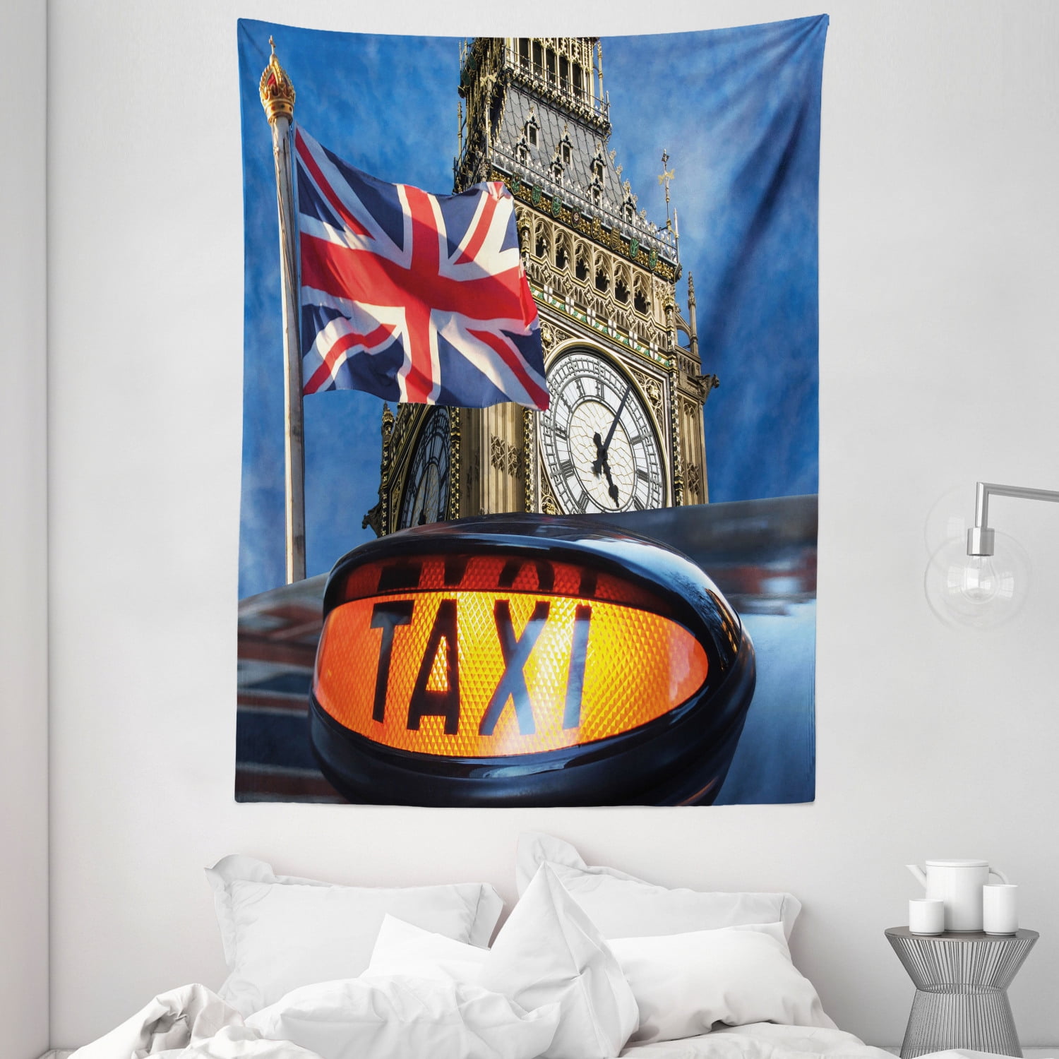 Union Jack Tapestry, Union Jack Flagon Pole and Big Ben Taxi Cab Urban ...