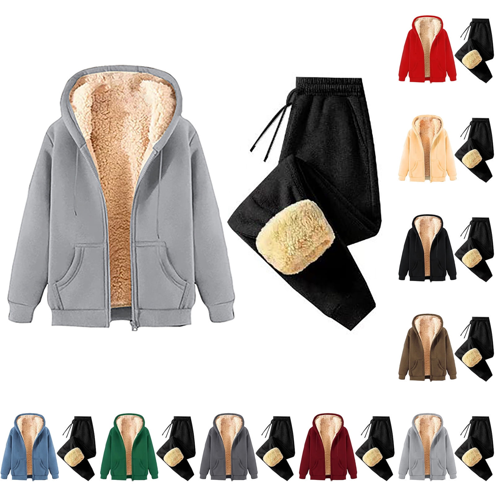 BADHUB Men's Fleece Tracksuit 2 Piece Sherpa Lined Sweatsuits Sets ...