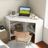 Costway Corner Computer Desk, Triangle Writing Workstation with Storage ...