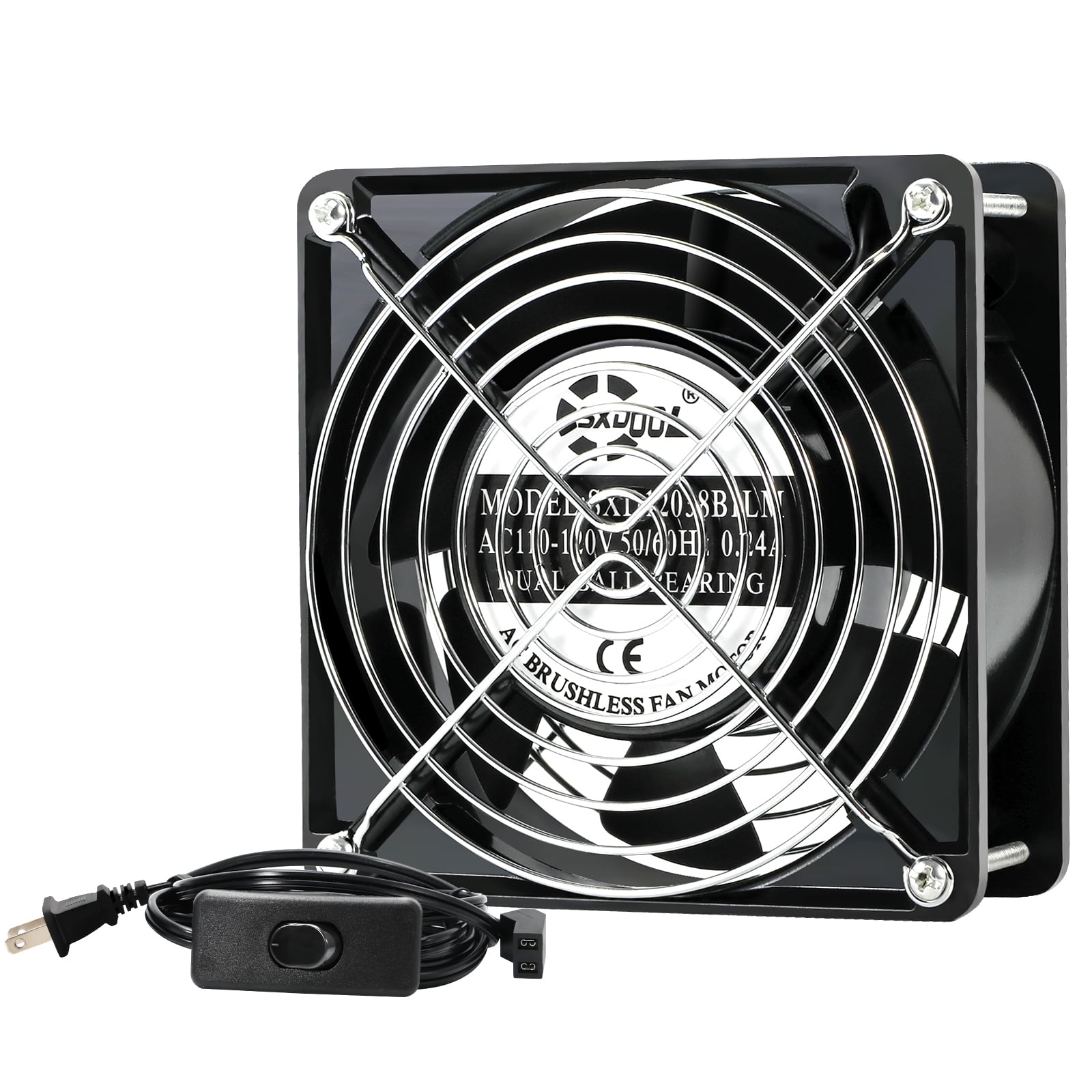 SXDOOL AXIAL Cooling Fan 12cm, AC 115V 120V 120mm x 38mm High Speed CFM ...