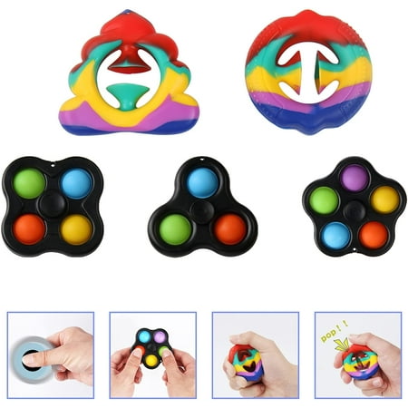 6 Pack Pop Fidget Spinner HTCM s, Push Pop Bubble Spinner Set, Simple ...
