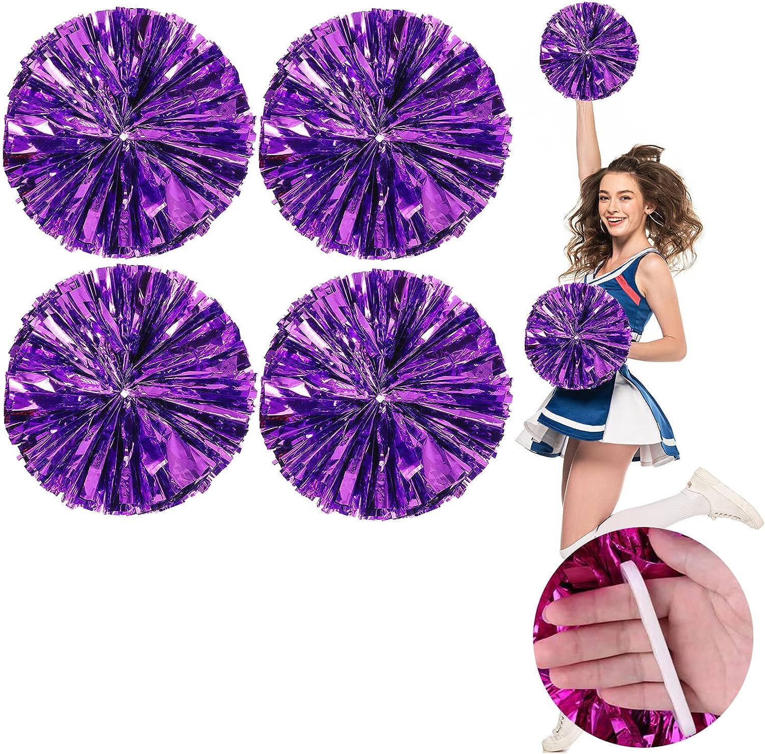 LINLIN Cheerleader Pom Poms 4 Pack Sports Dance Cheering Plastic ...