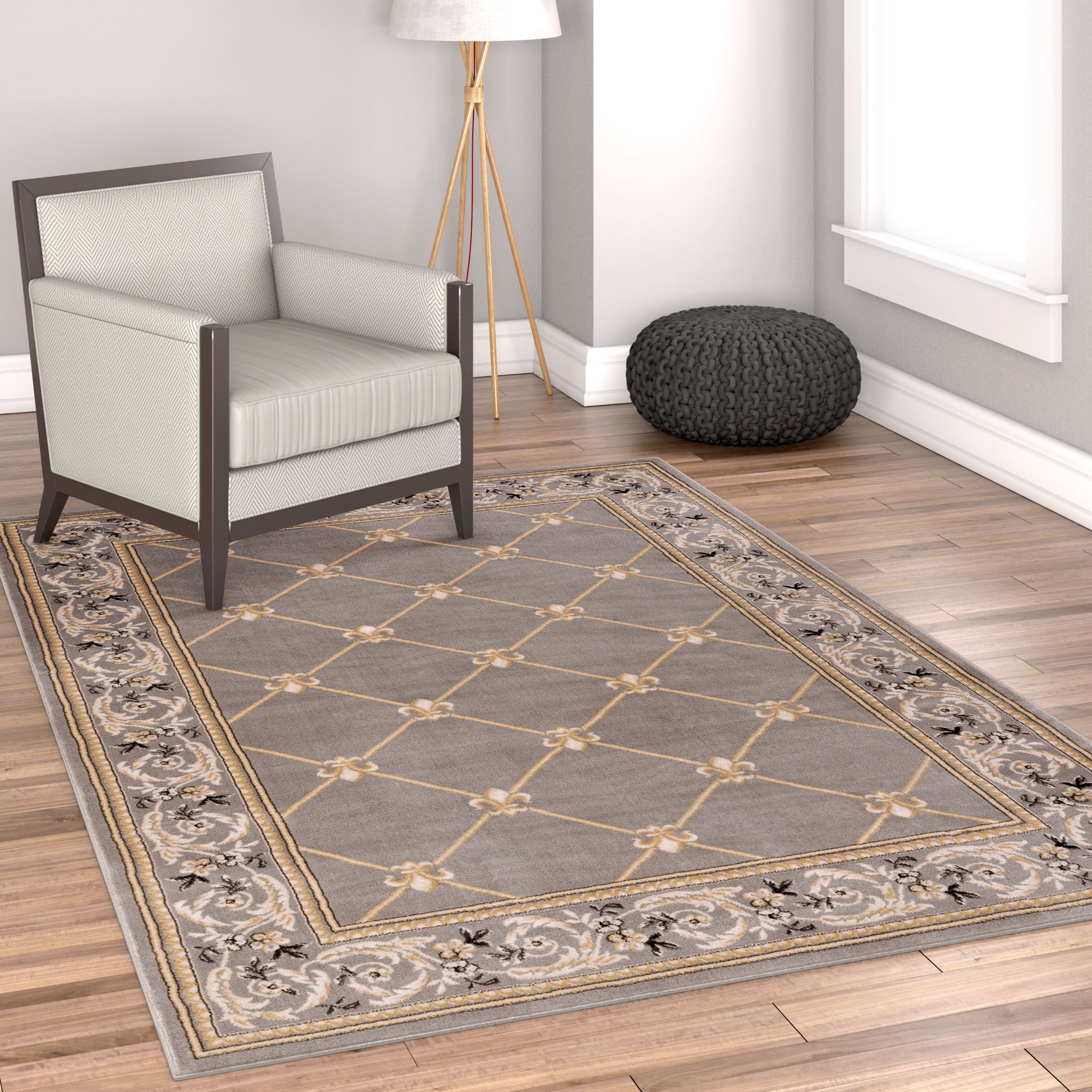 Well Woven Timeless Fleur De Lis Traditional Grey Area Rug - Walmart.com