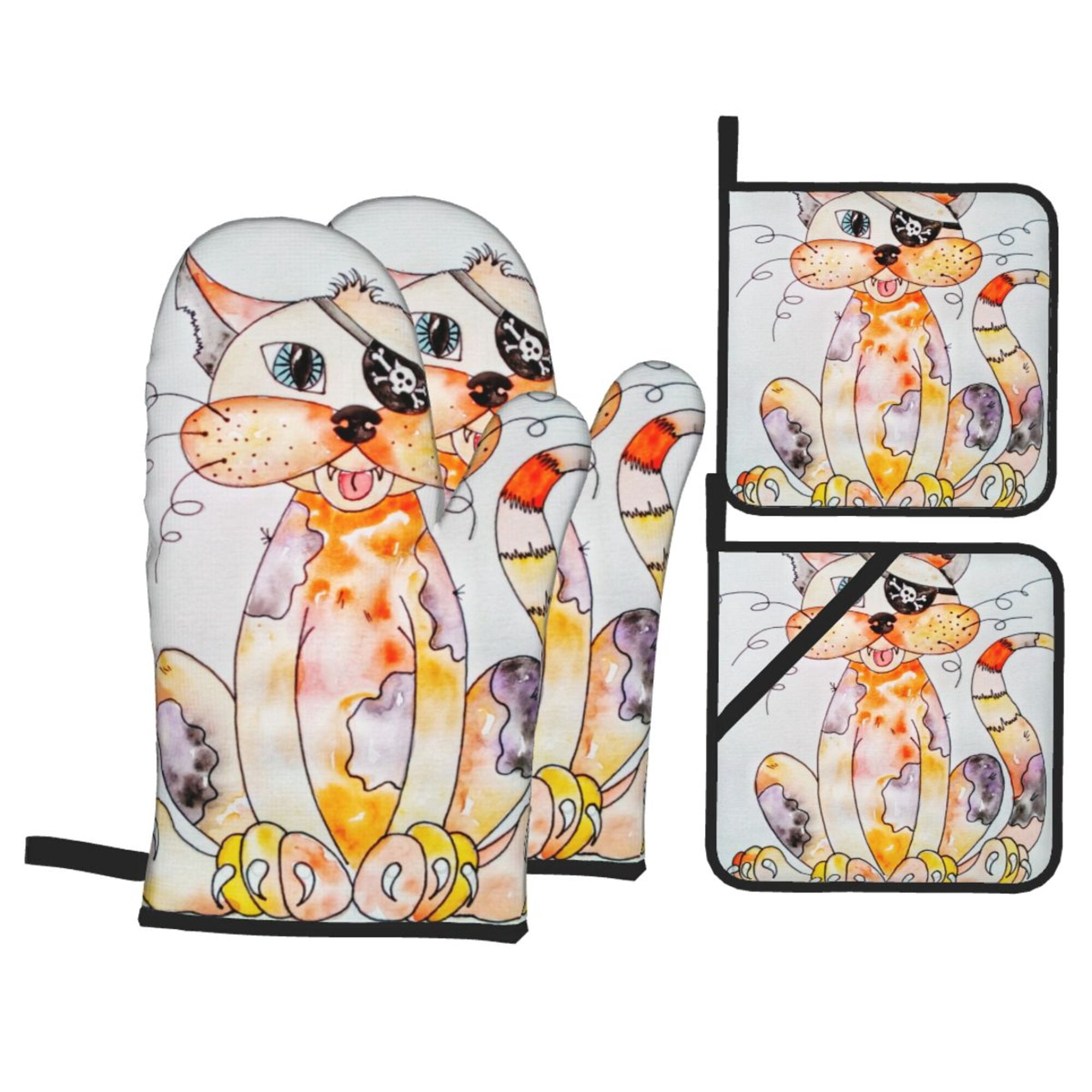 Animal Watercolo Oven Mitts And Pot Holders Sets Baking Sets For ...