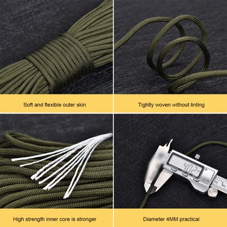 Climbing Rope 4mm Diameter Outdoor 550lbs Emergency Nylon Parachute ...