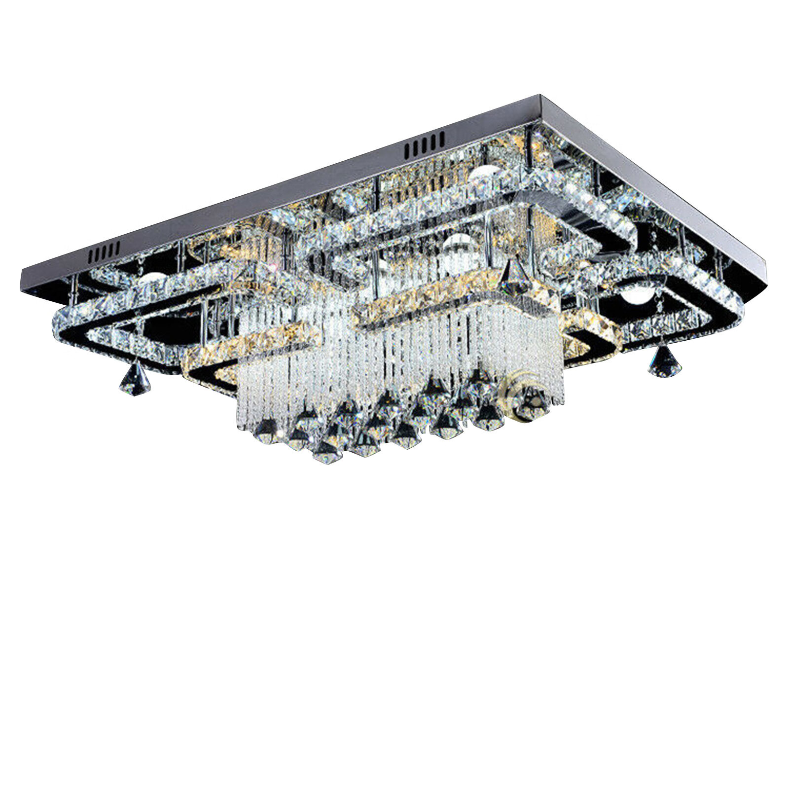 Aiqidi Modern Crystal Flush Mount Ceiling Light Rectangle Raindrop ...