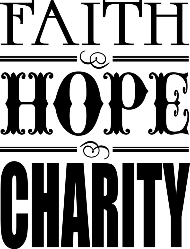 Custom Decals Faith Hope Charity Kids Girls And Boys 12 X 24 Inches ...