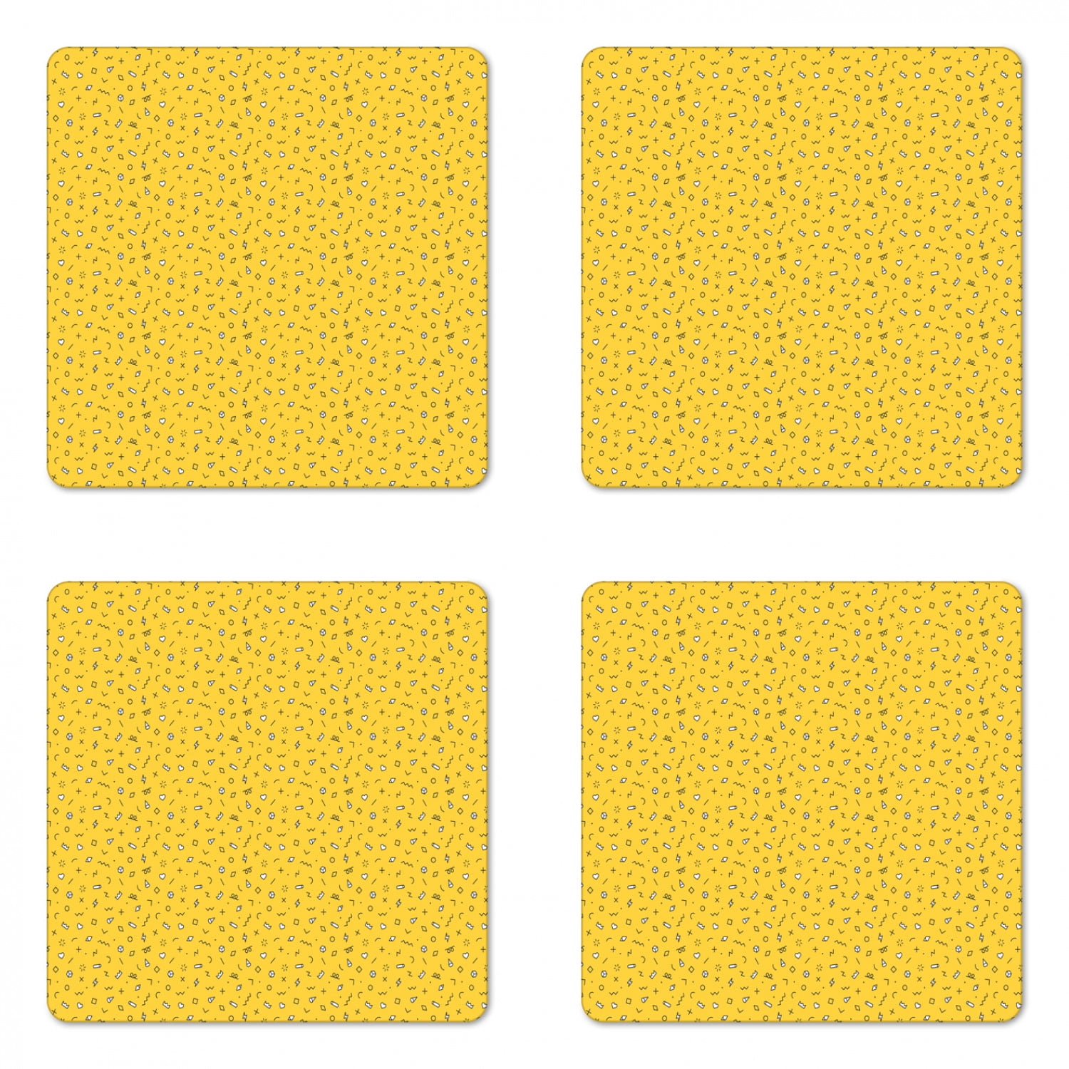 Abstract Geometry Coaster Set of 4, Repetitive Hearts Squares Cylinder ...